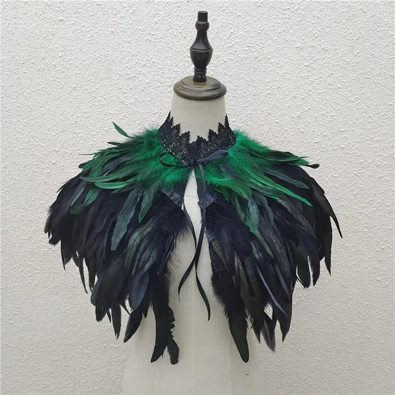 Gothic Feather Shawl Neck Collar Crow Costume Maleficent Cosplay – Woodland Gatherer