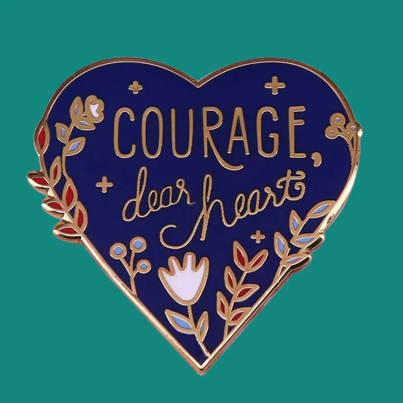 Courage, Dear Heart Enamel Lapel Pins Badge Woodland Gatherer AUS BNPL