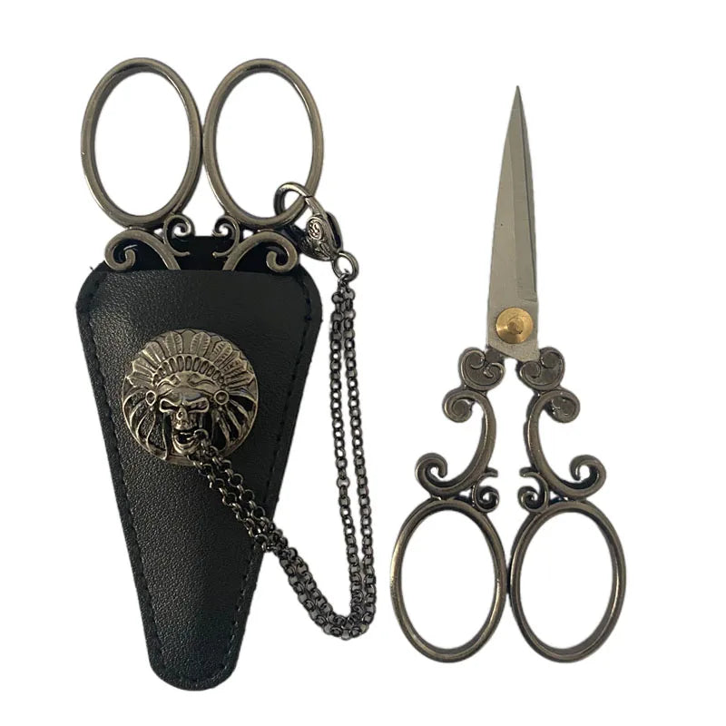 5.1inch Stainless Steel Embroidery Scissors with Chain Leather Cover ...