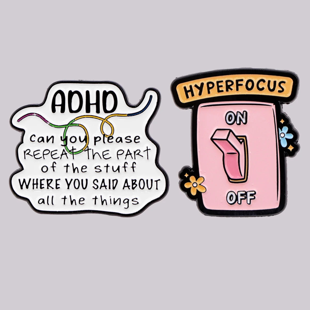 "On/Off Switch" Enamel Pin ADHD Awareness Lapel Pins Badge – Woodland ...