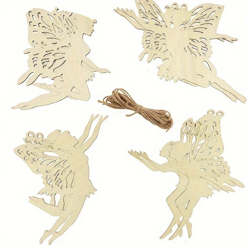 8 Pack Wood Fairy Cutouts Hanging Ornaments DIY Craft Gift Tags ...