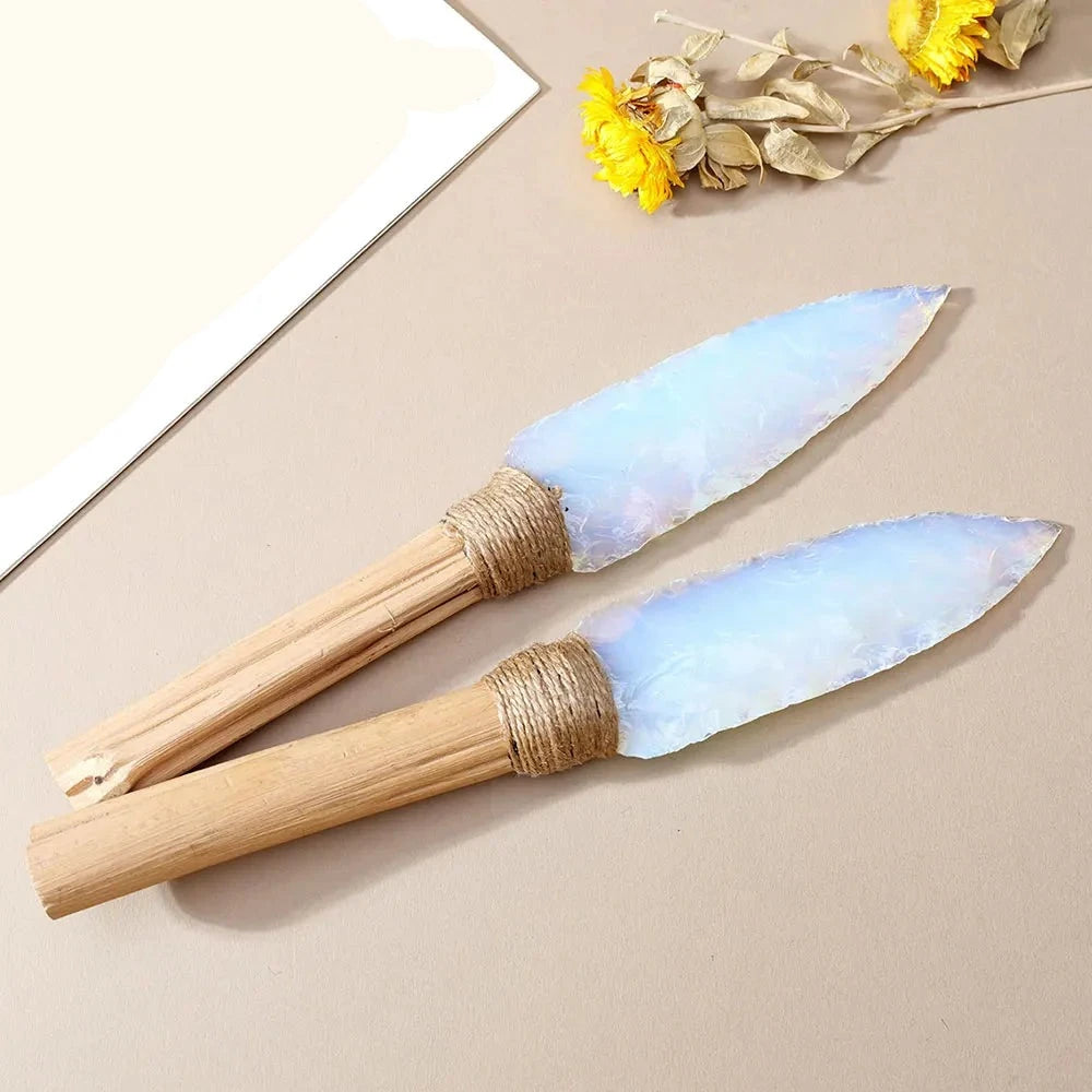 Crystal Opal Dagger Natural Stone Altar Knife Woodland Gatherer AUST