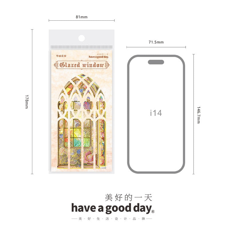 10Pcs Arched Stain Glass Window Series Decorative Waterproof Stickers ...