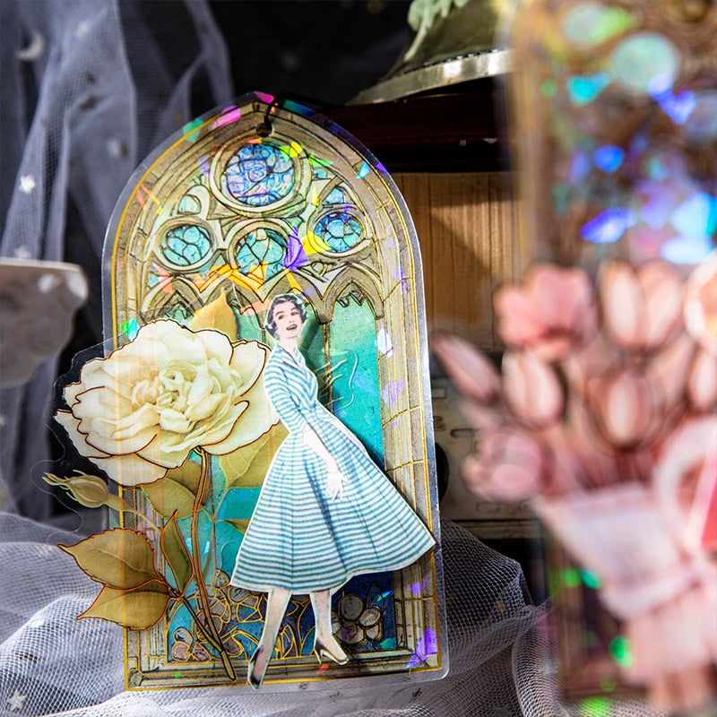 10Pcs Arched Stain Glass Window Series Decorative Waterproof Stickers ...