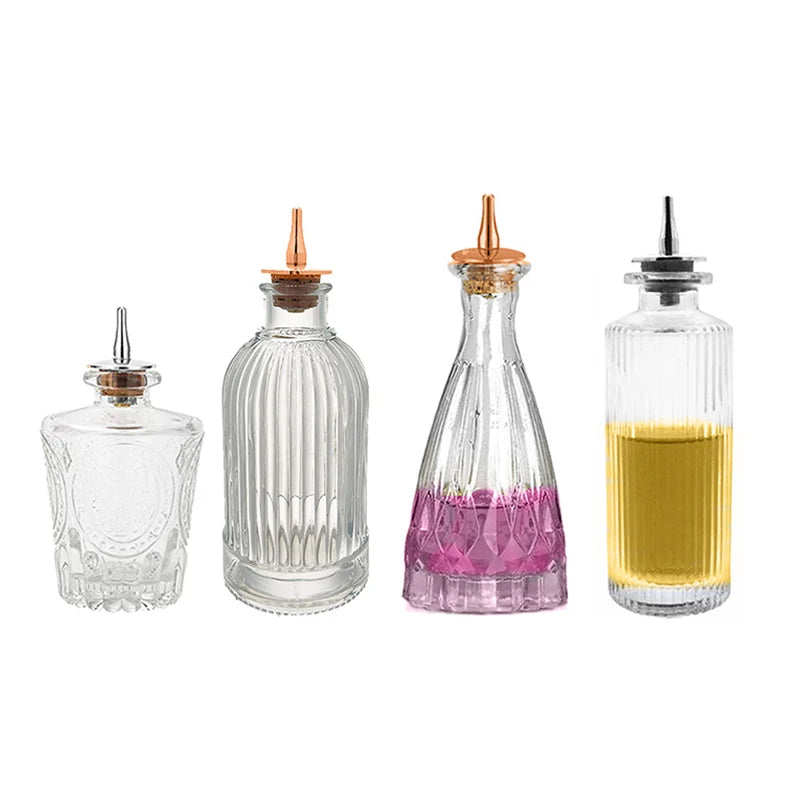 Cocktail Bitters Bottles Vintage Glass Design with Cork and Stainless ...