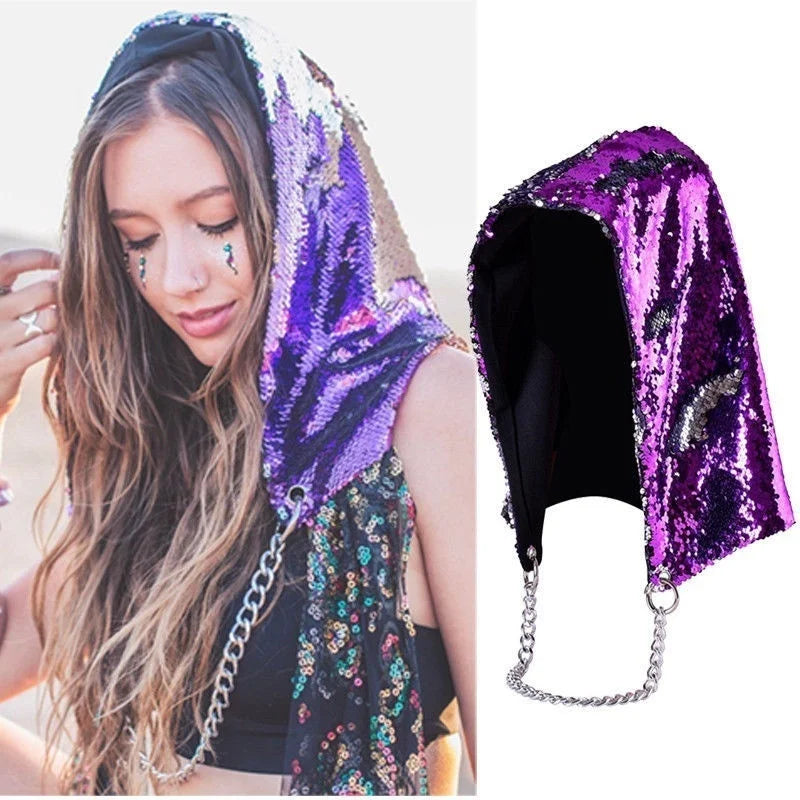 Sequin Hoods Party Rave Festival Hats Woodland Gatherer Shop Australia
