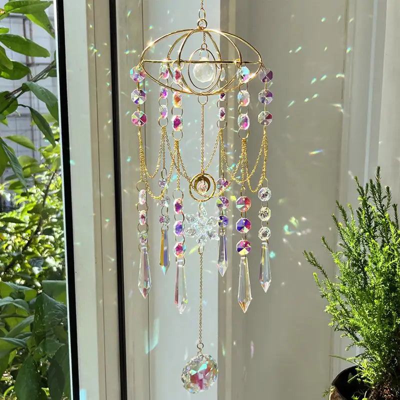Garden Chandelier Outdoor Sun Catcher Crystal Prism Hanging Rainbow Ma ...