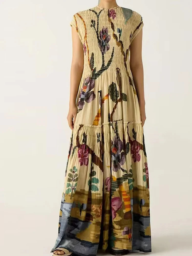 Nimue's Maxi Dress Comfortable Bohemian Art Print Woodland Gatherer AU