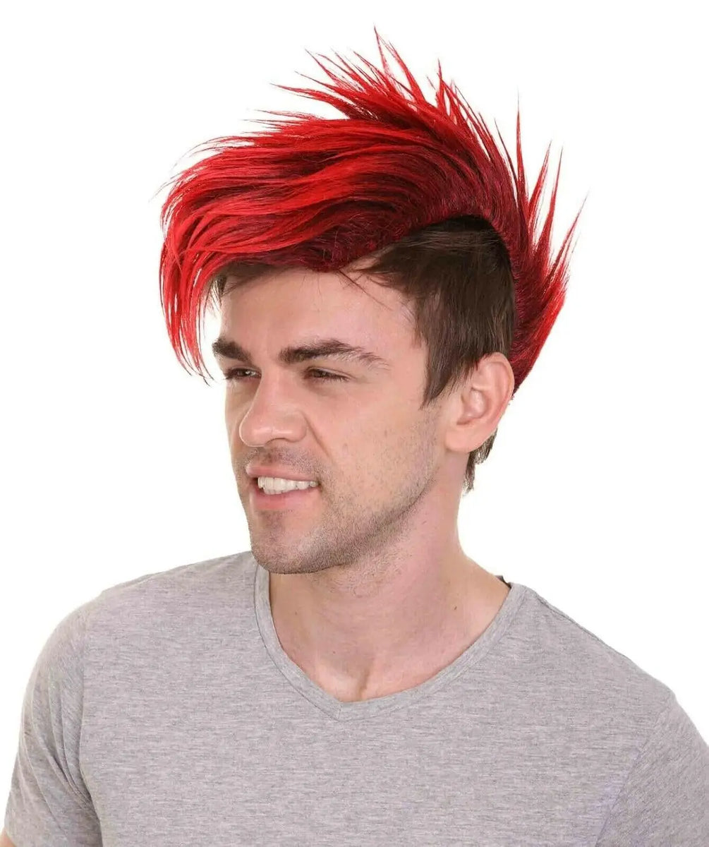 Mohawk Wig in Red & Black Adults Short Hair Wigs Halloween Costume Cos ...