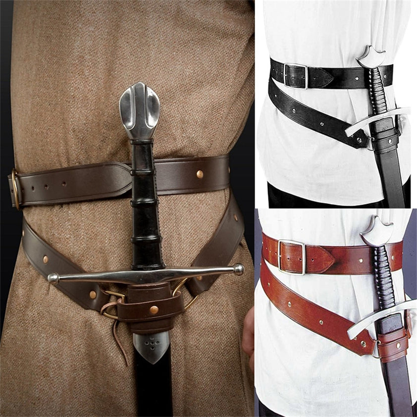 Adjustable Buckle Strap Sword Holder Belt Medieval LARP Costume Steamp ...