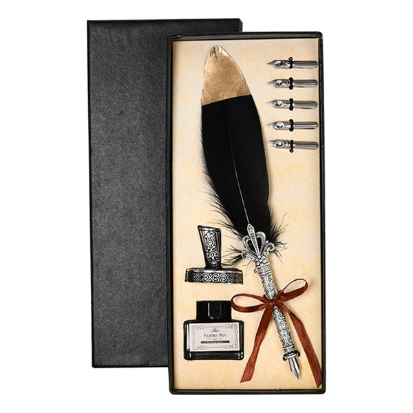 Calligraphy Feather Quill Fountain Pen Set Gift Box -Woodland Gatherer