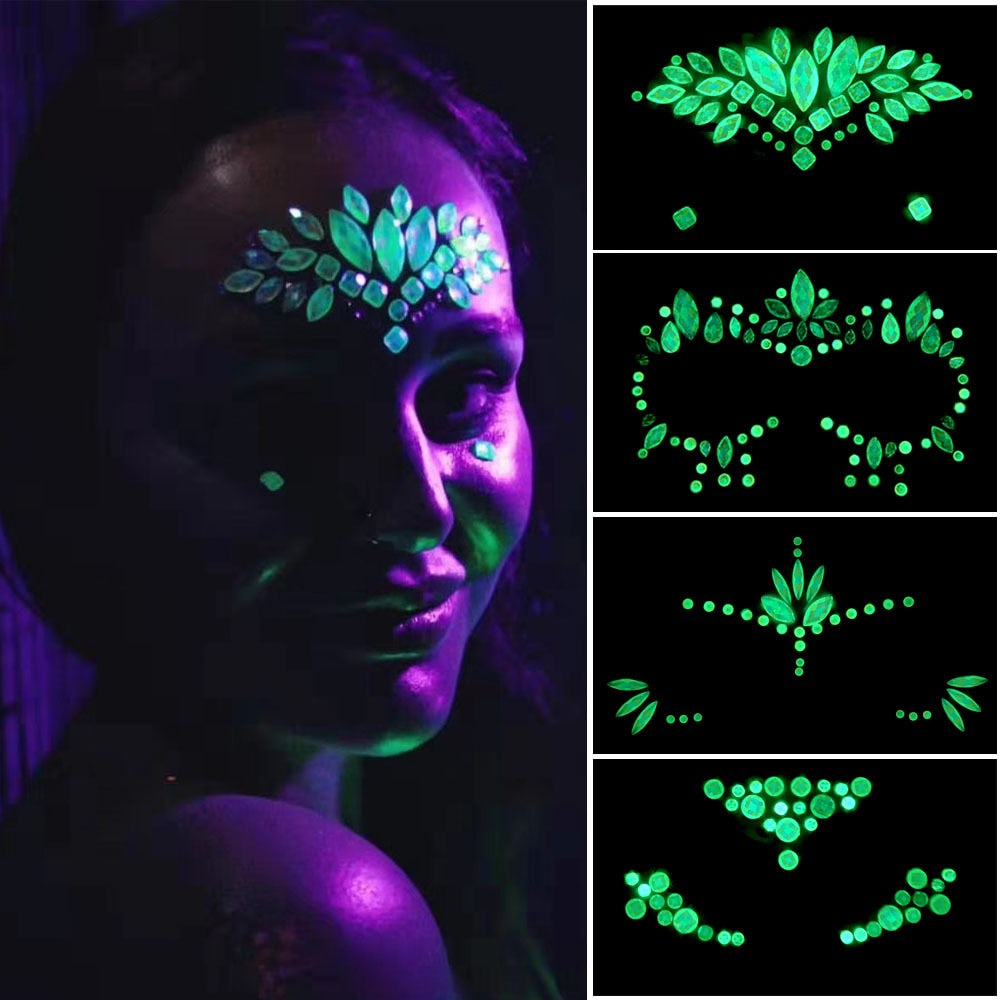 Glow in the Dark Face Stickers Woodland Gatherer Festival Costume Shop