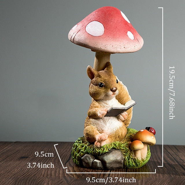 Rabbit & Hedgehog & Chipmunk Mushroom Lamps Solar Powered Night Lights ...