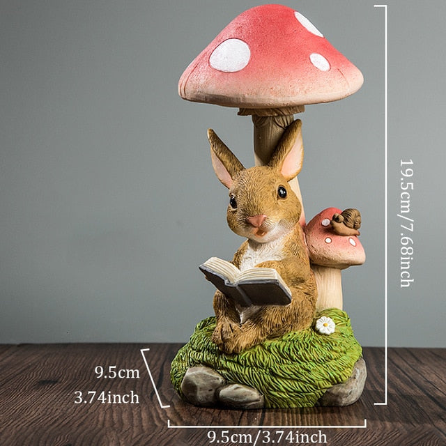 Rabbit & Hedgehog & Chipmunk Mushroom Lamps Solar Powered Night Lights ...