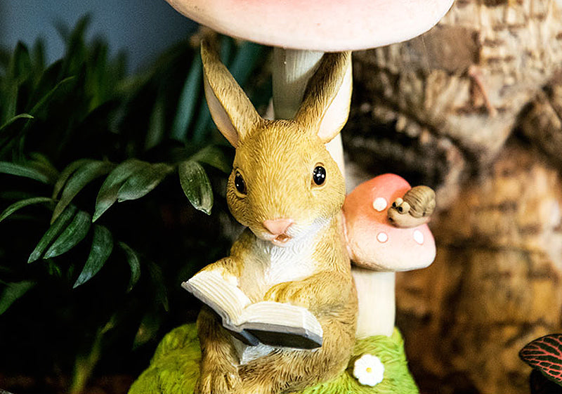 Rabbit & Hedgehog & Chipmunk Mushroom Lamps Solar Powered Night Lights ...