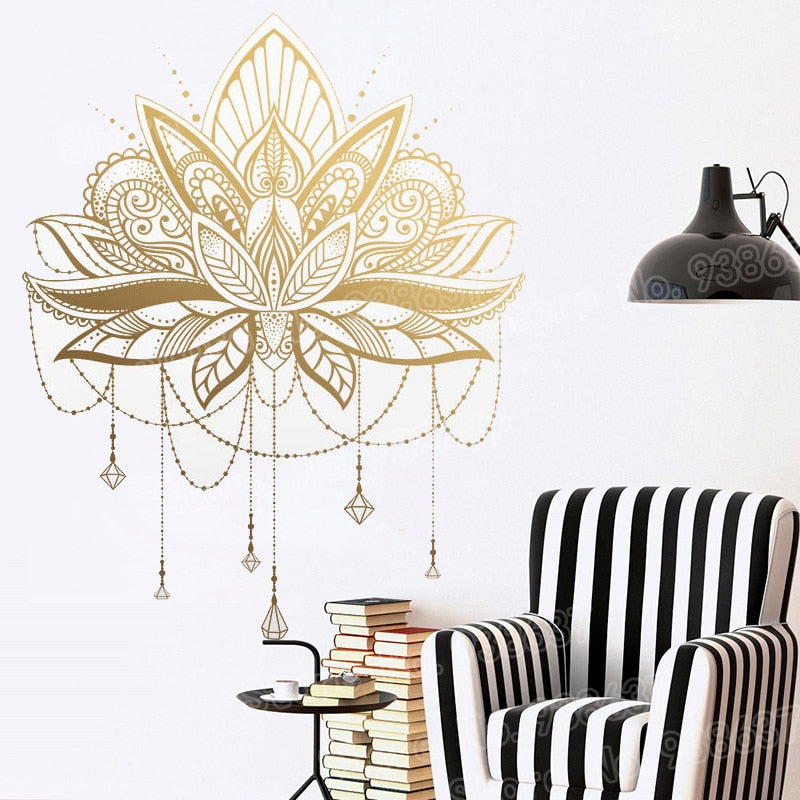 Mandala Lotus Vinyl Wall Stickers Removable Wall Decal – Woodland Gatherer